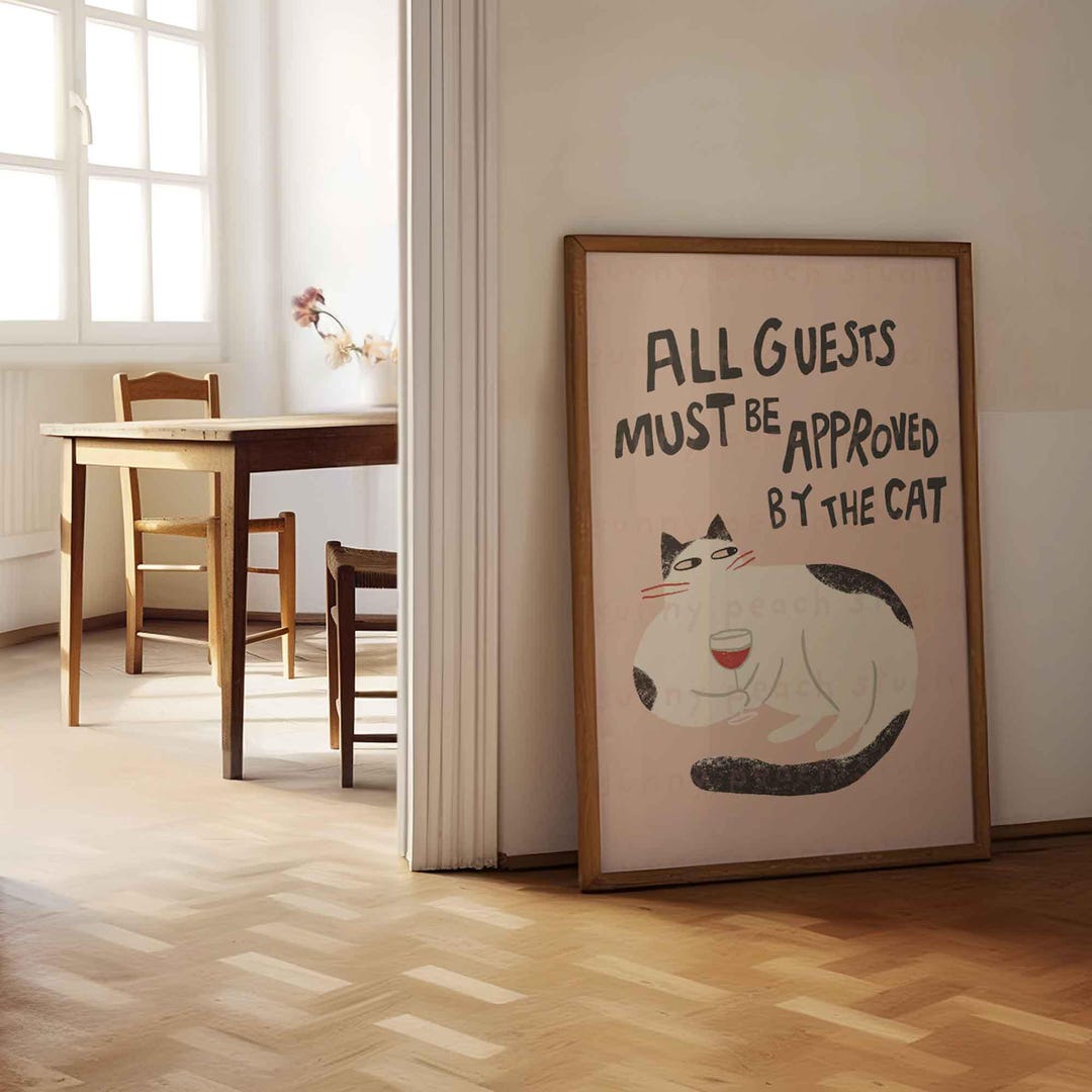 Cat Digital Wall Art Print, Funny Cat Poster, Cute Kitten Illustration ...