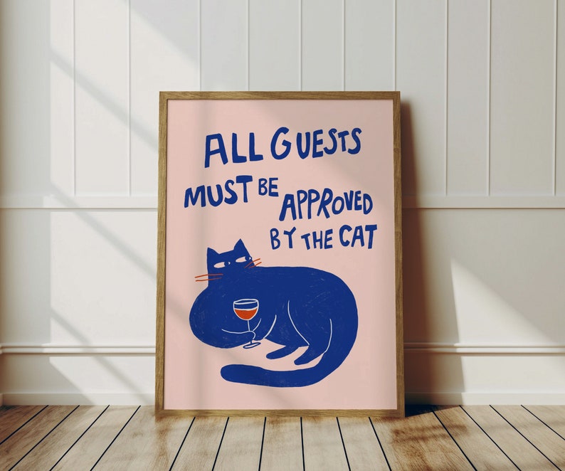 Cat Digital Wall Art Print, Funny Cat Poster, Cute Kitten Illustration, Cat Lover Gift, Cat ...