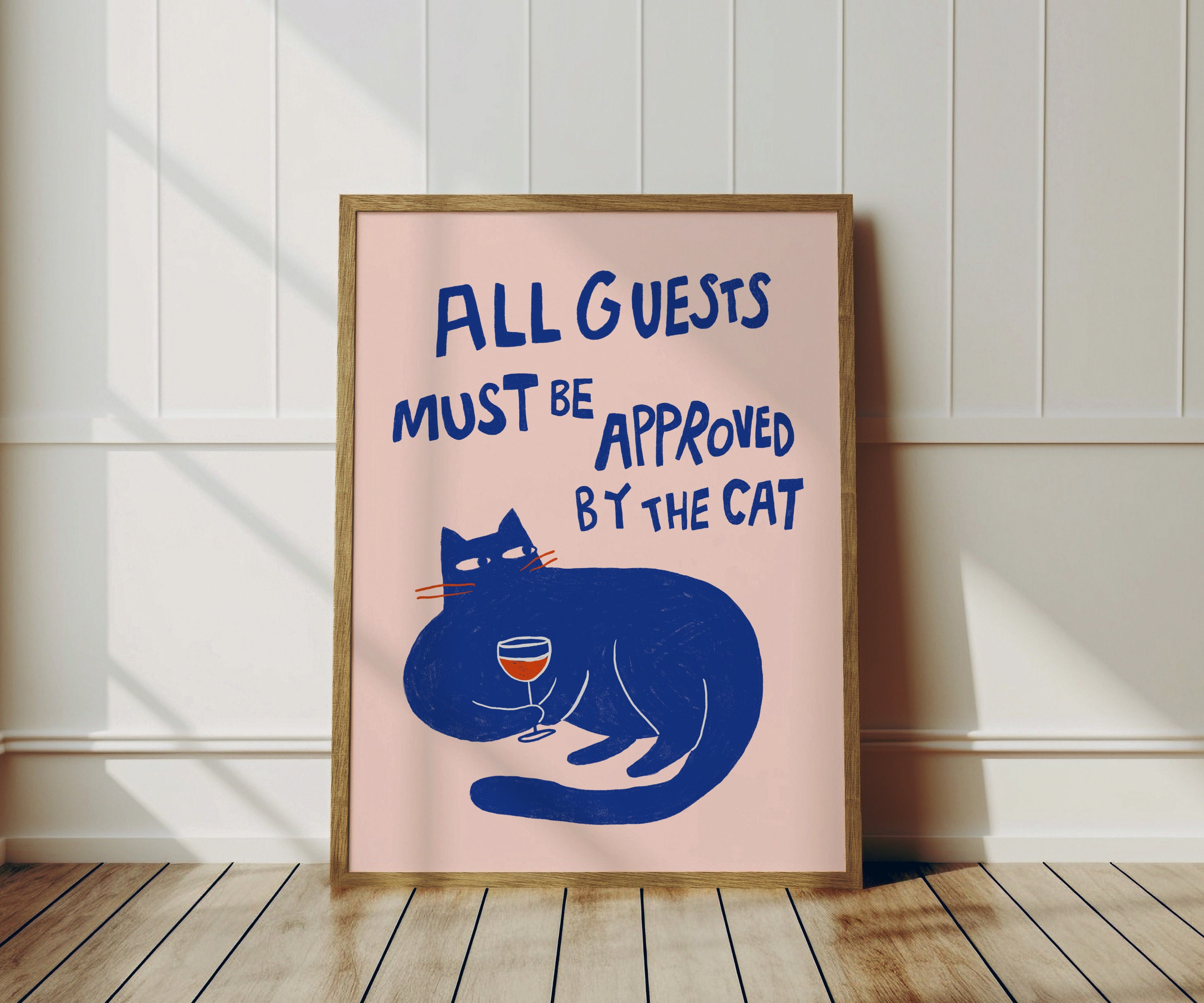 Cat Digital Wall Art Print, Funny Cat Poster, Cute Kitten Illustration ...