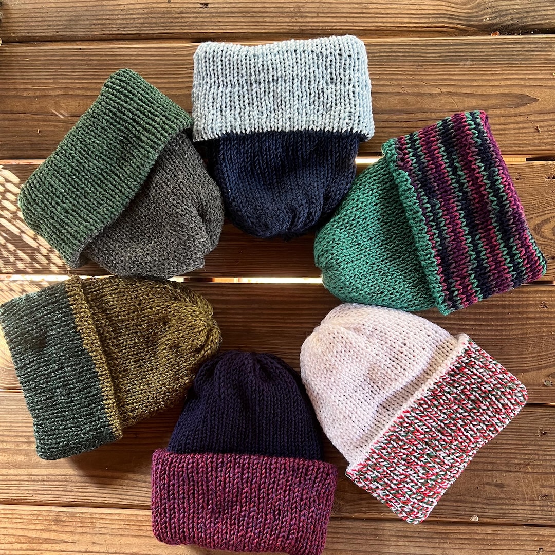 Thick and Unique Reversible Knit Hat - Etsy