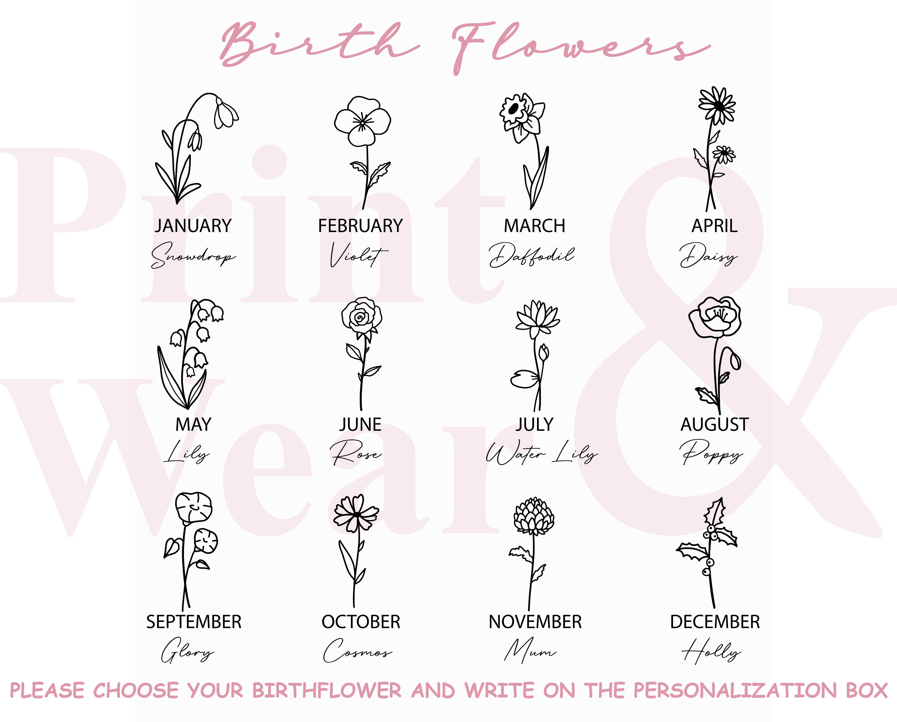 Custom Birth Month Birth Flower Shirt Gift for Her Birth - Etsy