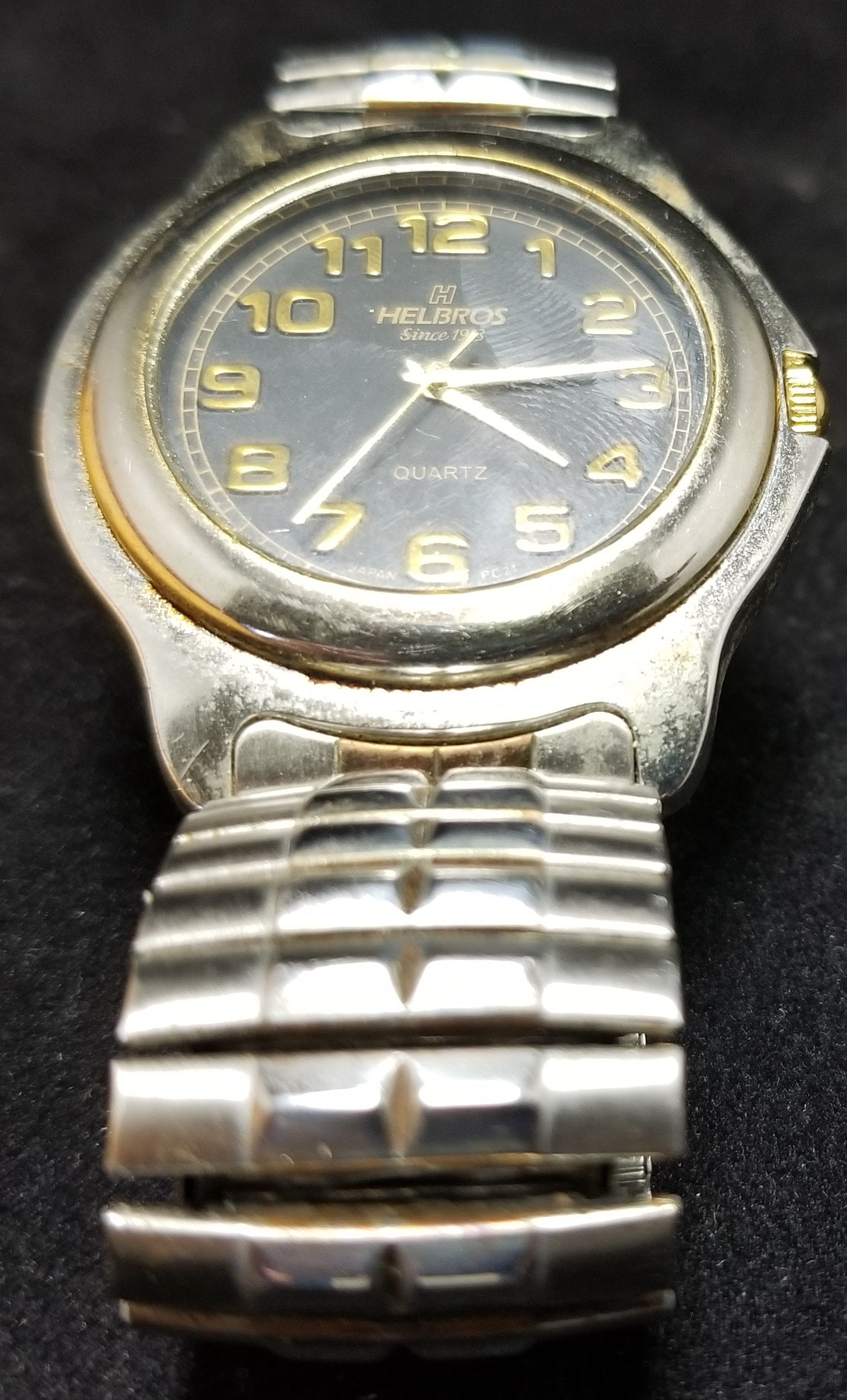Vintage Mens Helbros Watch - Black Face Silver Band - Etsy