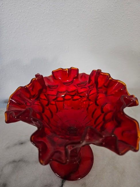 Fenton Ruby Red Compote Dish - Etsy
