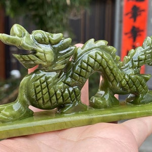Natural Jade Dragon Statue Fengshui Home Decor,zodiac Dragon Loong ...