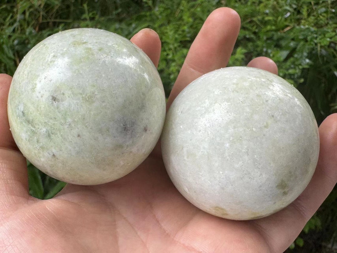Pair Natural Jade Ball,crystal Sphere, Quartz Crystal Ball, Gift Home ...