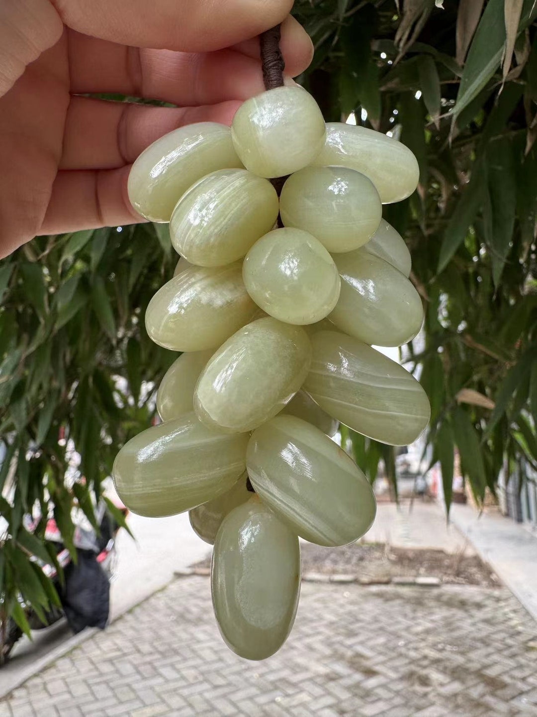 Natural Green Marble Onyx Grape Figure Fruit Crystal Healing Mineral ...