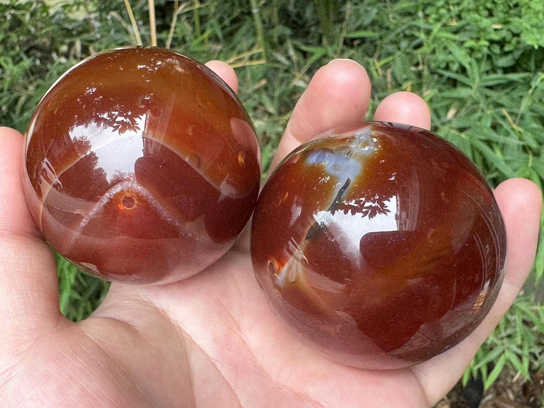 Pair Natural Red Jade Stone Sphere Ball, Crystal Sphere, Quartz Crystal ...
