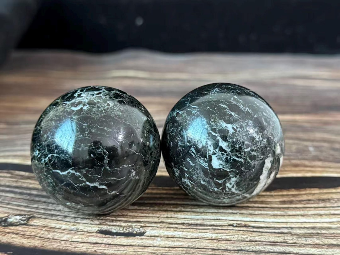 Pair Natural Jade Ball,crystal Sphere, Quartz Black Crystal Ball ...