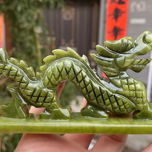Natural Jade Dragon Statue Fengshui Home Decor,zodiac Dragon Loong ...
