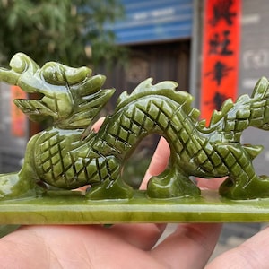 Natural Jade Dragon Statue Fengshui Home Decor,zodiac Dragon Loong ...