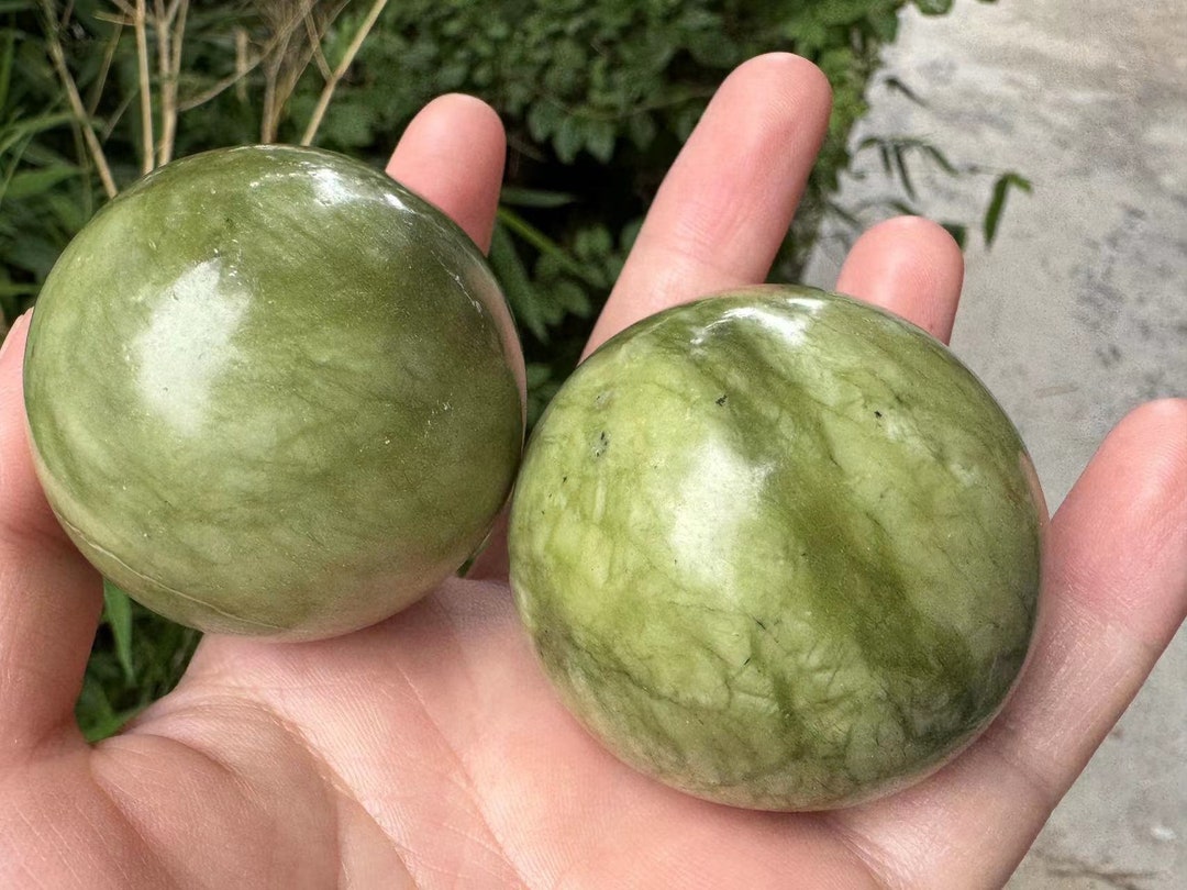 Pair Natural Jade Ball, Crystal Sphere, Quartz Crystal Ball, Gift Home ...