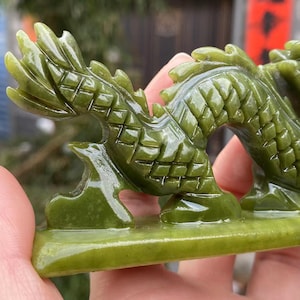 Natural Jade Dragon Statue Fengshui Home Decor,zodiac Dragon Loong ...