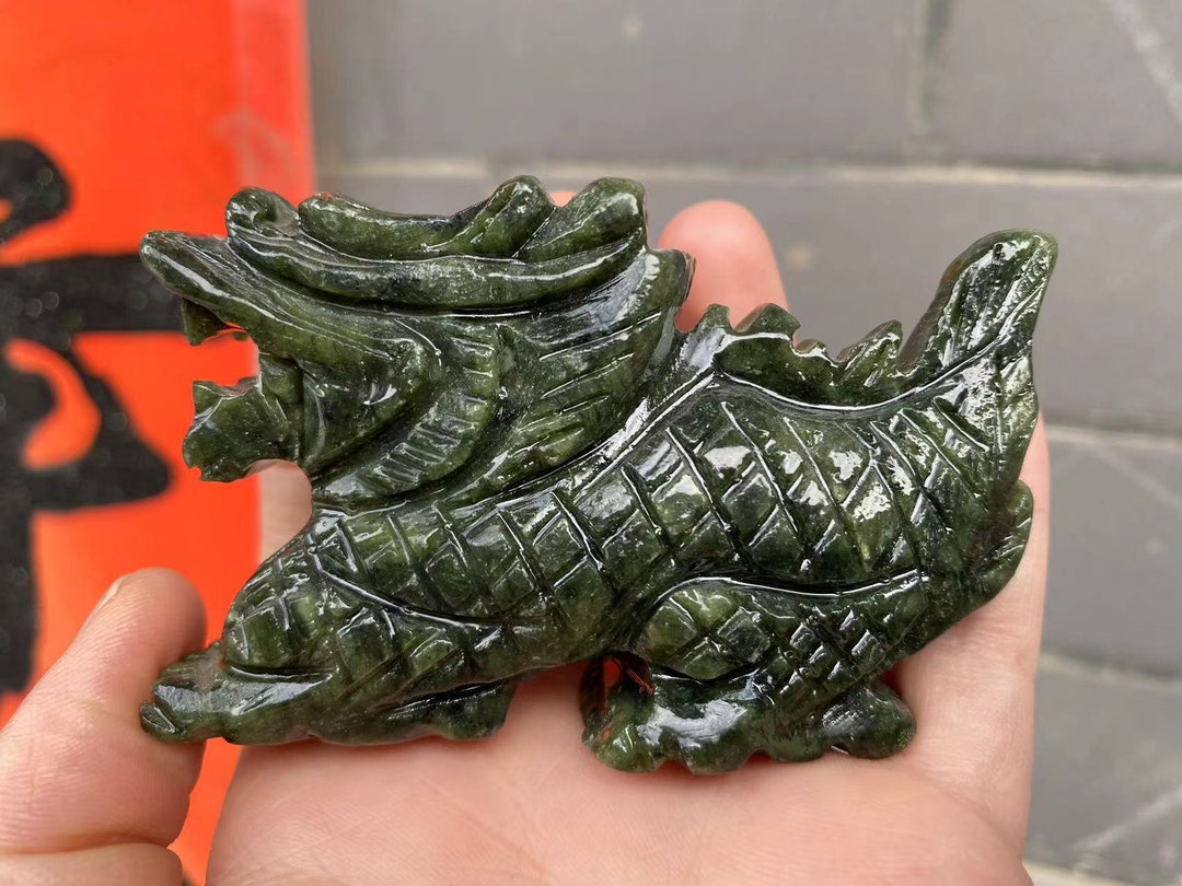 Natural Jade Dragon Statues Feng Shui Home Decor ,zodiac Dragon Loong ...