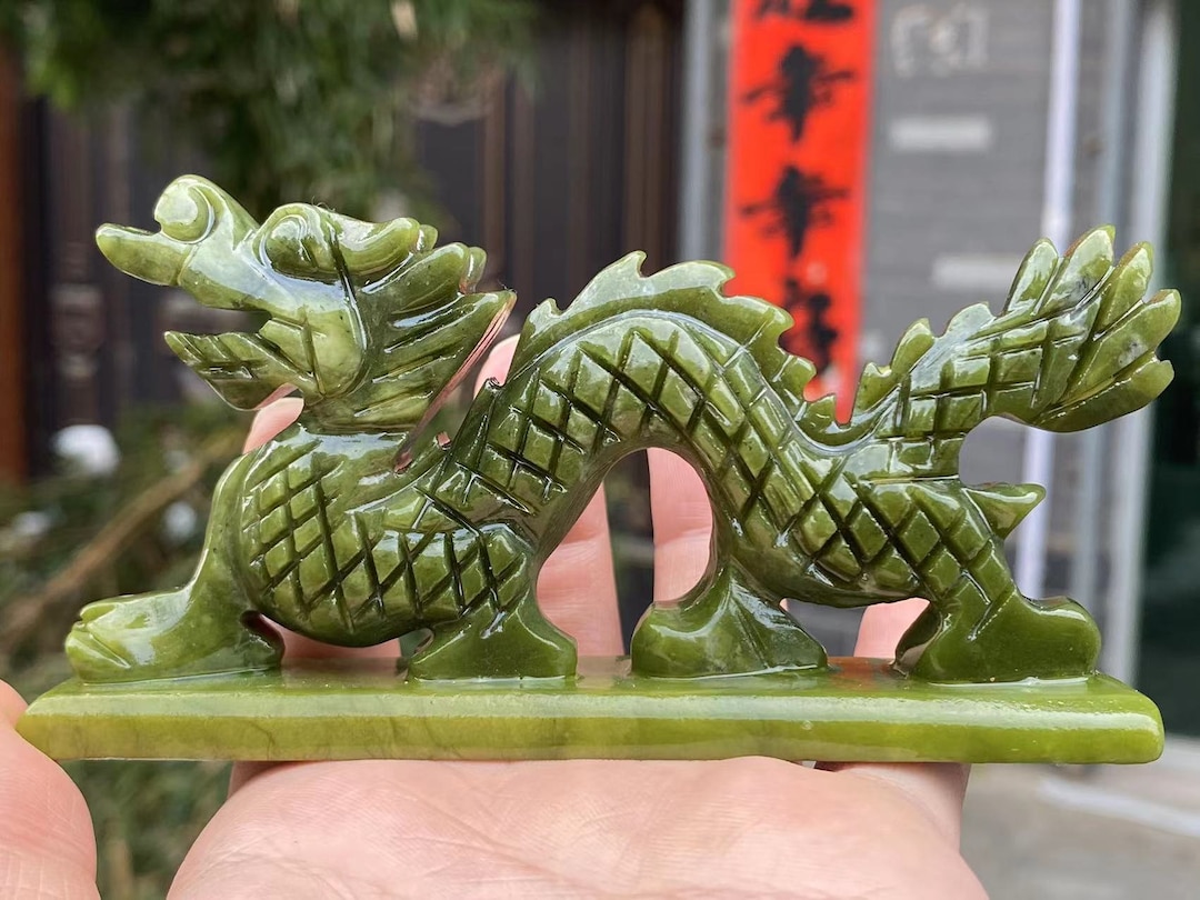 Natural Jade Dragon Statue Fengshui Home Decor,zodiac Dragon Loong ...