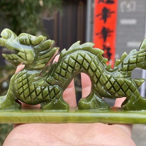 Natural Jade Dragon Statue Fengshui Home Decor,zodiac Dragon Loong ...