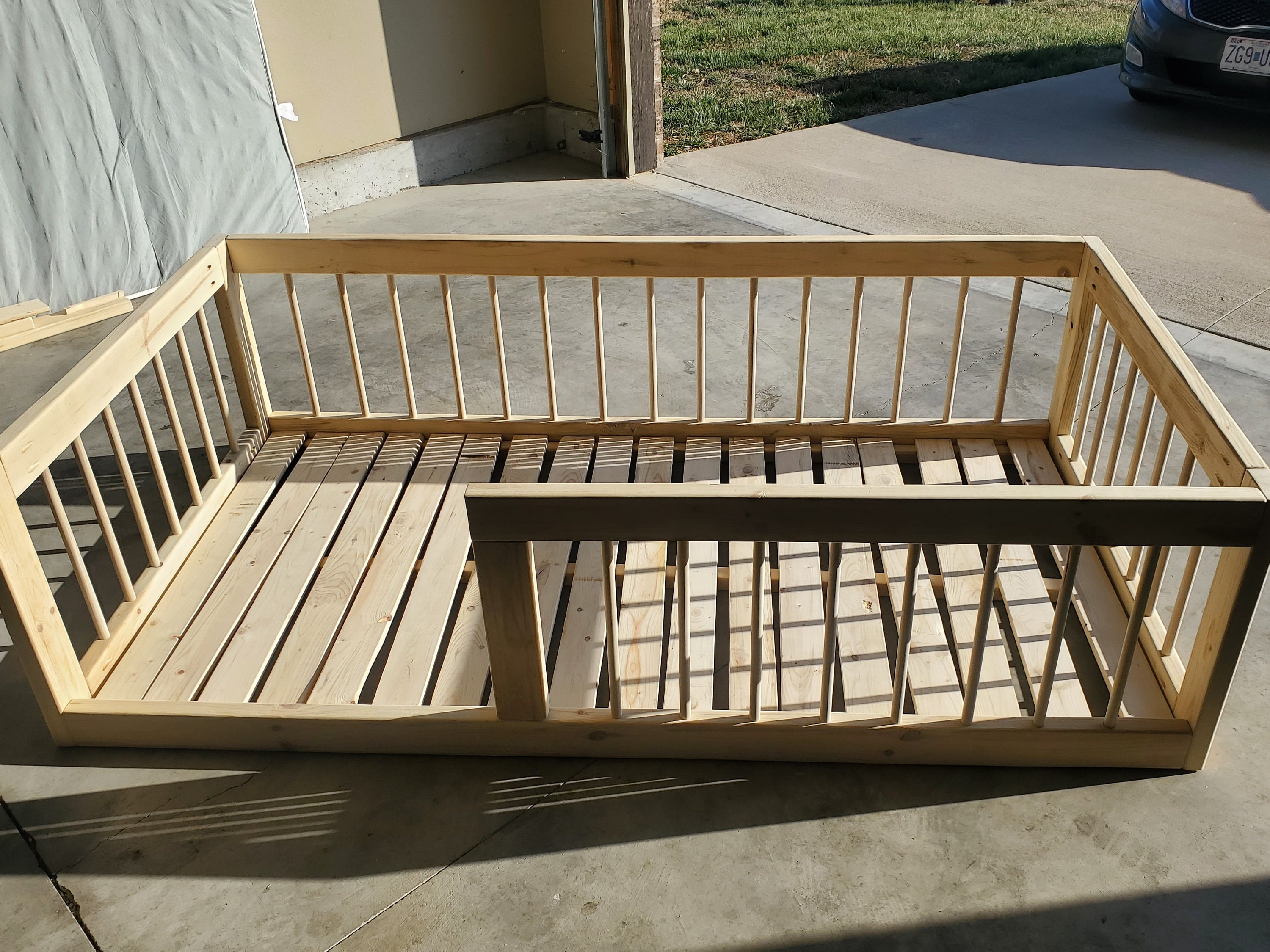 Montessori Floor Bed With Rails Twin or Full Bed Hardwood - Etsy