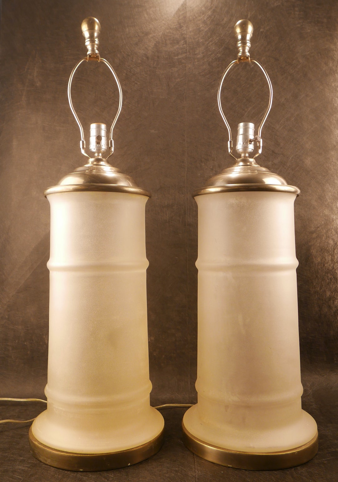 Vintage Sandblasted Glass Barrel Lamps - Etsy