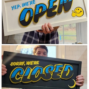 Handmade 'OPEN / CLOSED' Sign - for Business Window or Storefront - Etsy