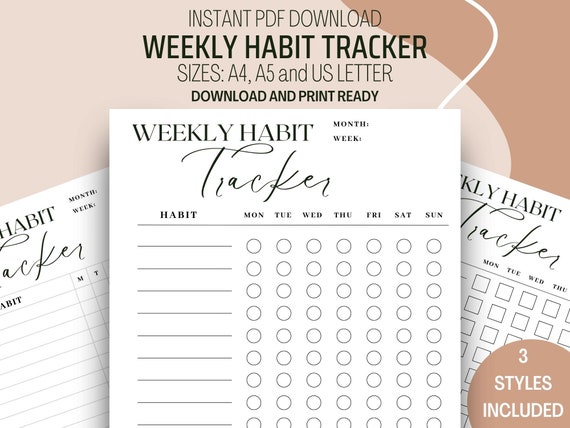 Weekly Habit Tracker PDF Printable Weekly Habit Tracker - Etsy