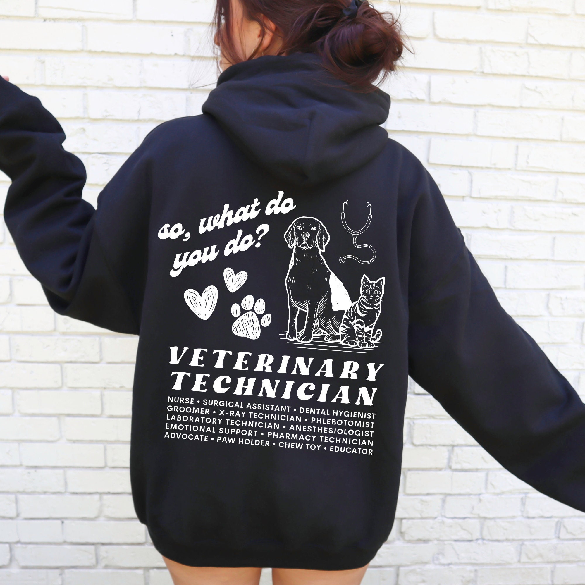 Veterinary Technician Trendy Aesthetic Hoodie Words on Back Pet Vet ...
