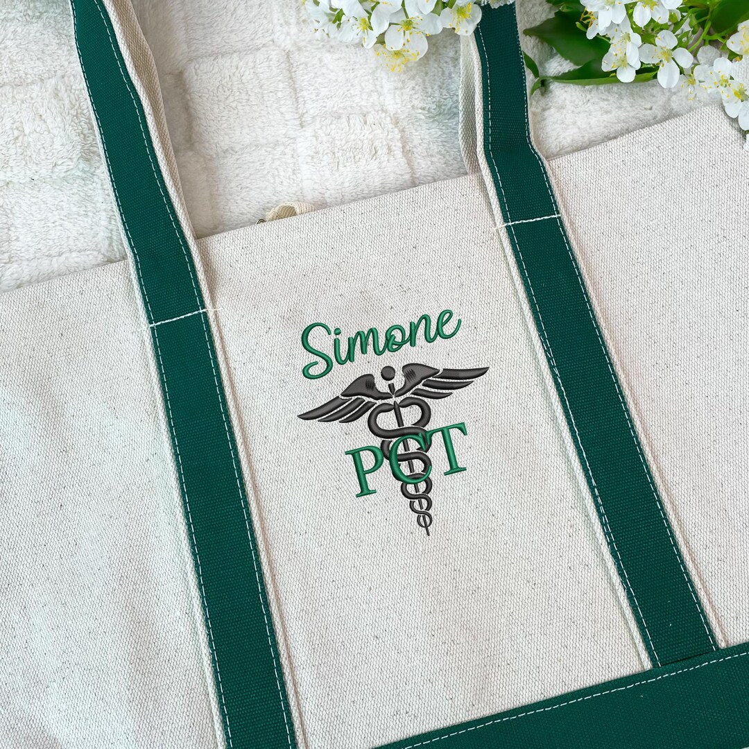 Women CNA Embroidered Canvas Tote Bag, Custom Embroidered Nursing ...