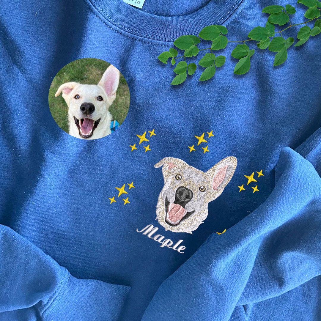 Embroidered Custom Dog Face Sweatshirt, Personalized Pet Sweatshirt ...