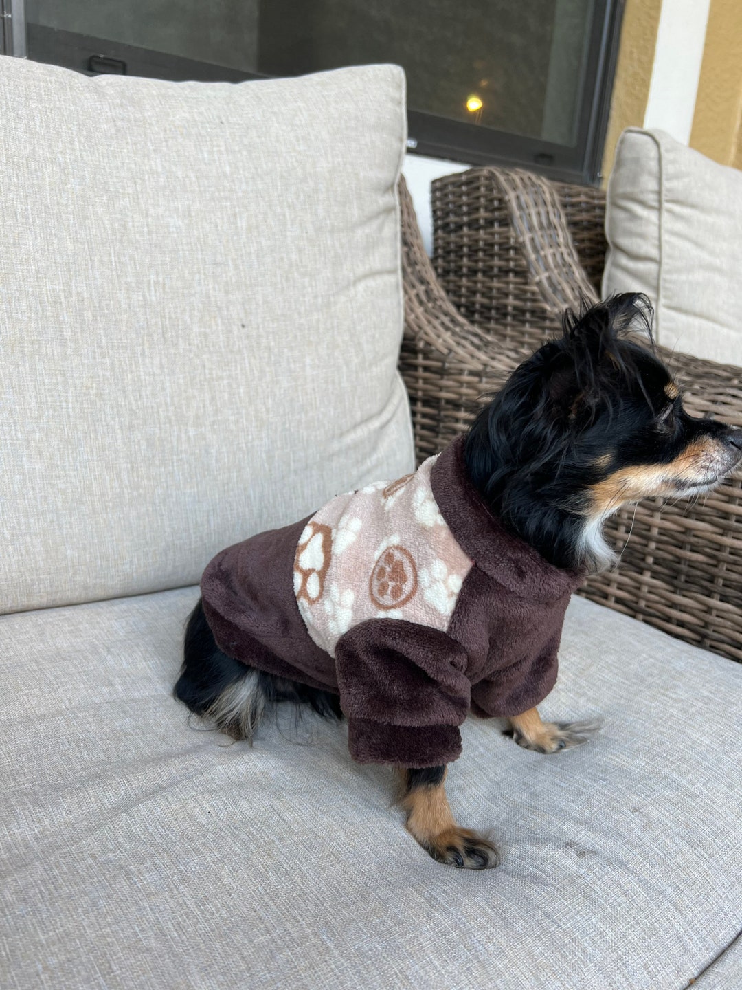 Brown Dog Sweater: Soft Paw Print Cozy Pet Outfit - Etsy