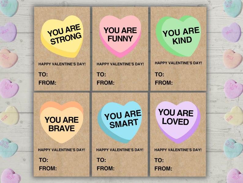 Printable Kids Valentines Cards, Positive Affirmation Vday Cards ...