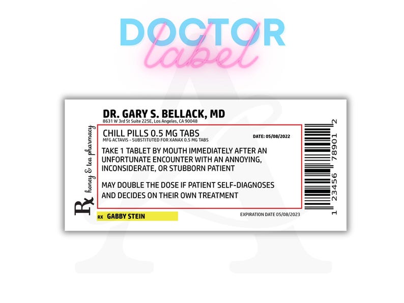 Personalized Prescription Candy Jar, Candy Chill Pills, Fake ...