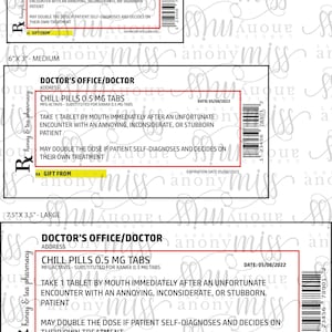 Personalized Prescription Candy Jar Label, Candy Chill Pills Birthday ...