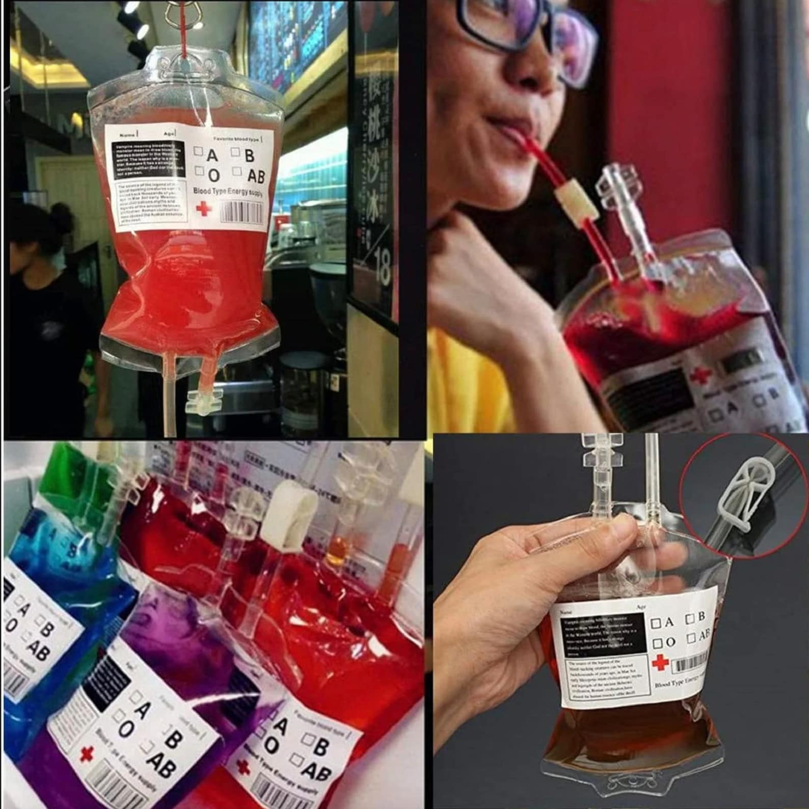 I.V. Bag Drink Pouch, Blood Bag Drink Cups + Labels, DIY Halloween ...