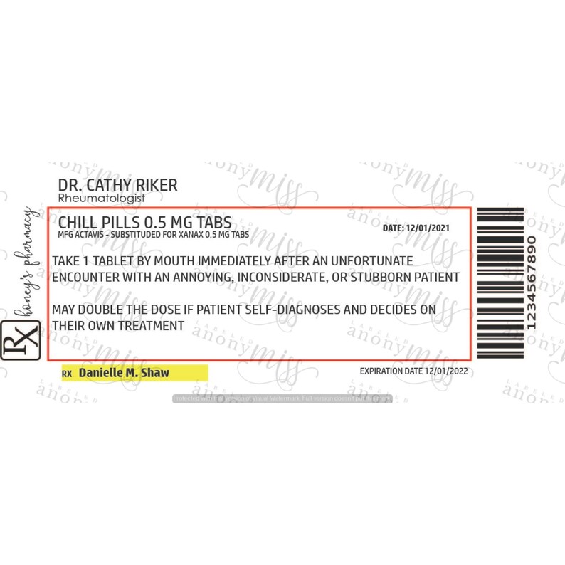 Personalized Prescription Candy Jar, Candy Chill Pills Birthday Gift ...