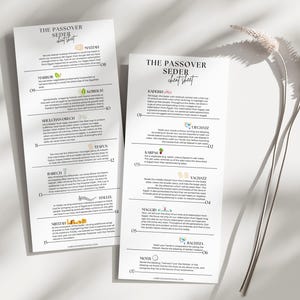 Passover Seder Cheat Sheet Set of 8, Pesach Seder Haggadah Guide ...