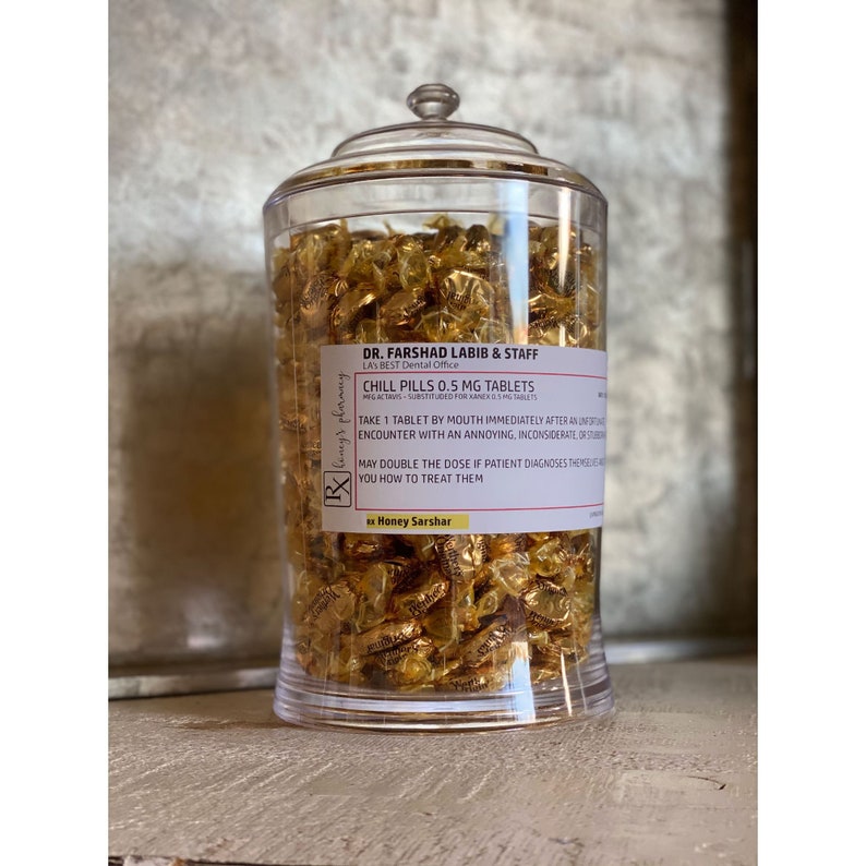 Personalized Prescription Candy Jar, Candy Chill Pills Birthday Gift ...