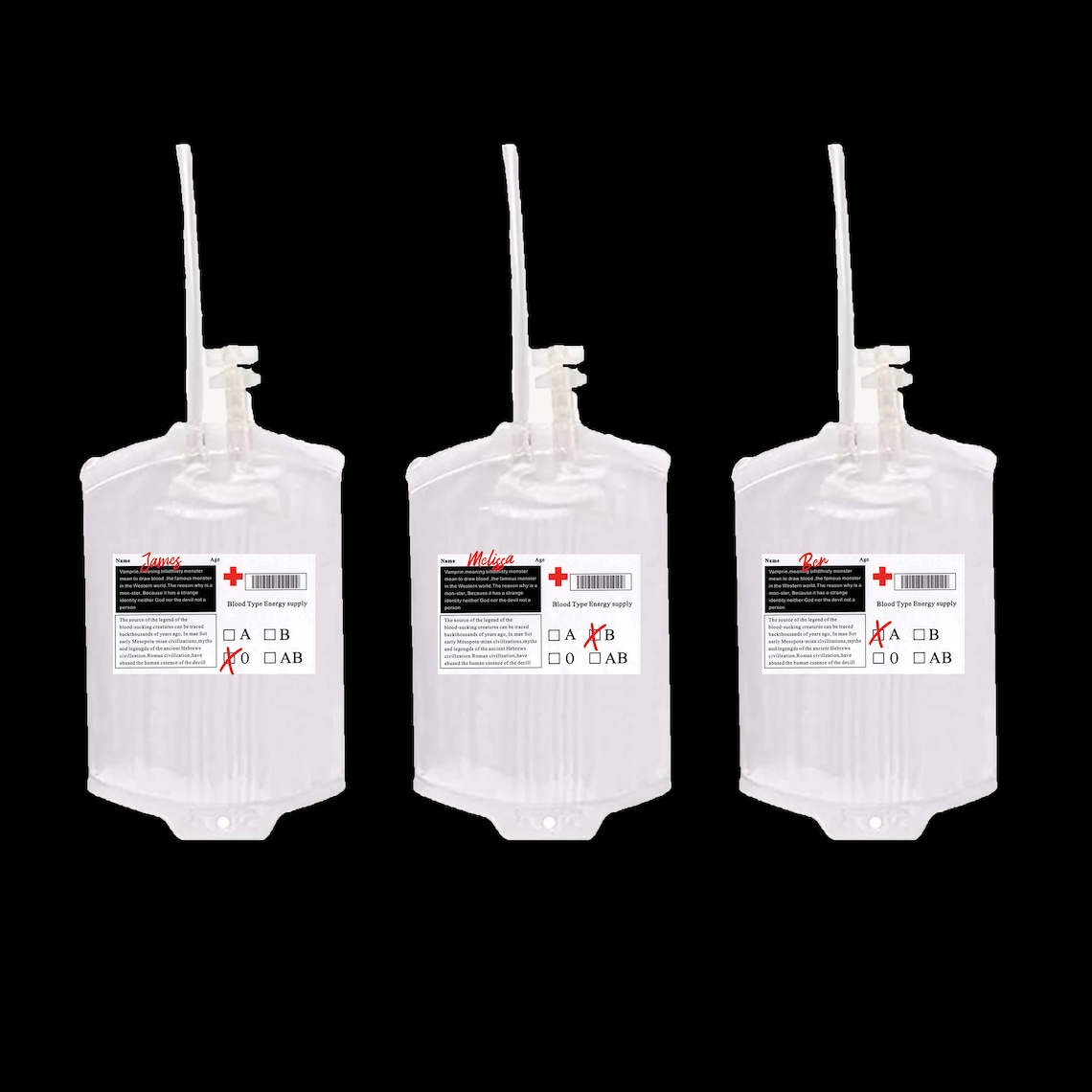 I.V. Bag Drink Pouch Blood Bag Drink Cups Labels DIY - Etsy