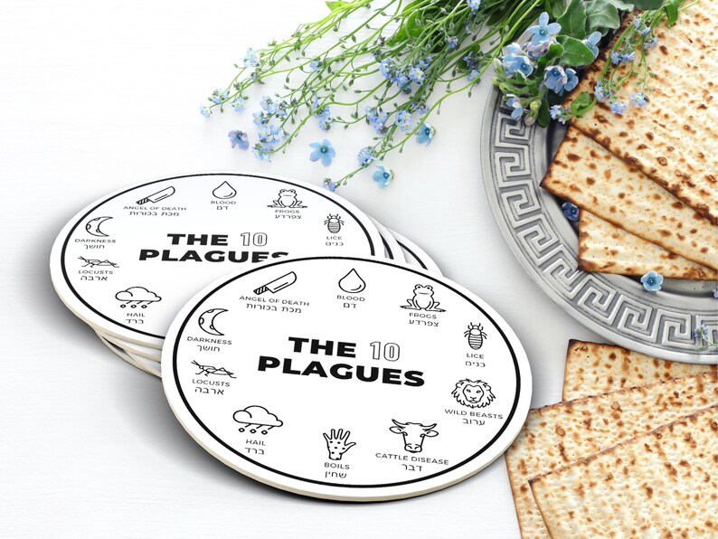Passover Ten Plagues Dippin' Dabber Disposable Coasters - Set of 8 ...