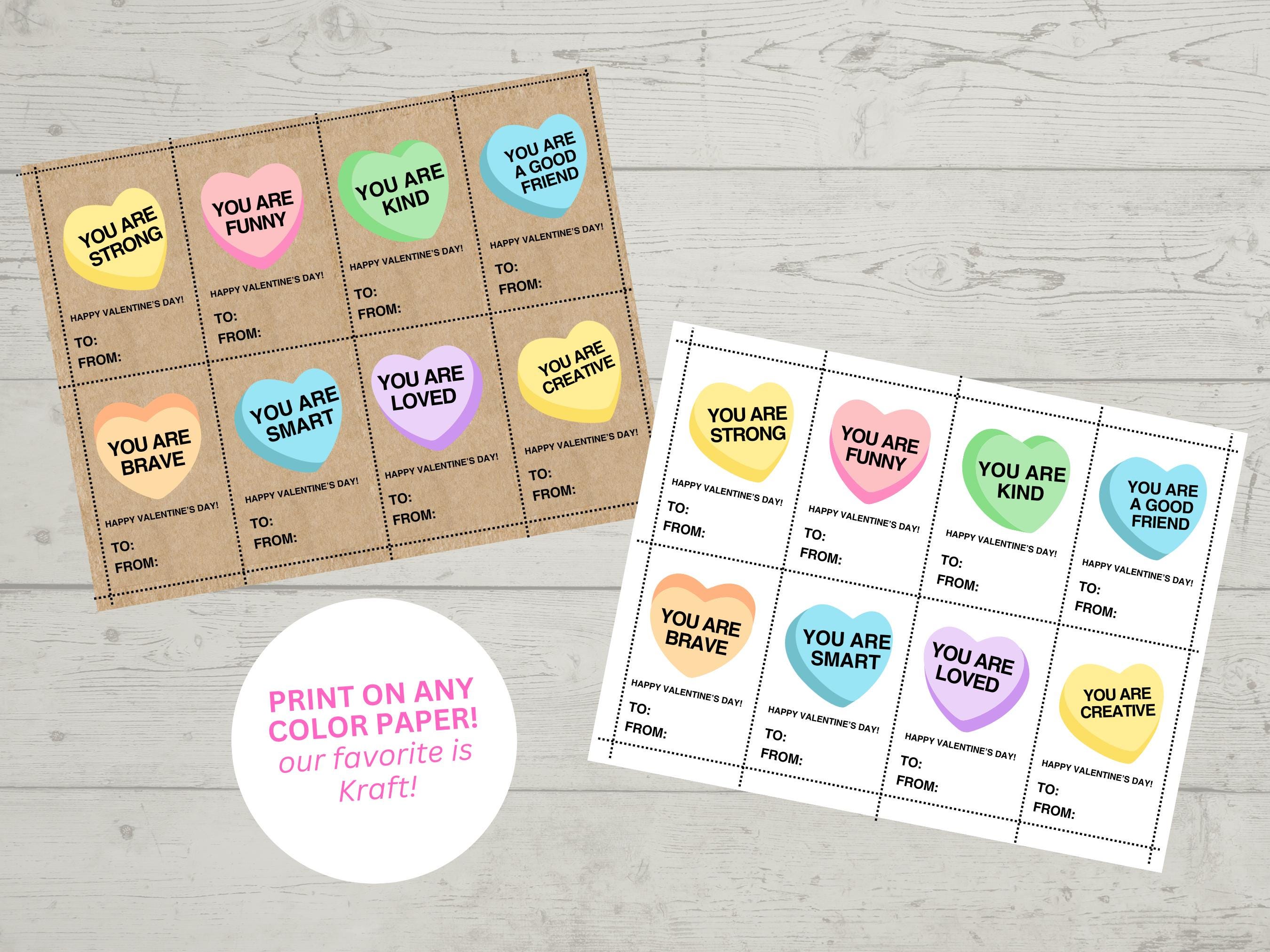 Printable Kids Valentines Cards, Positive Affirmation Vday Cards ...