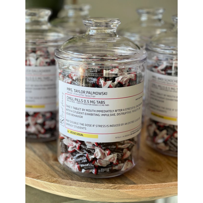 Personalized Prescription Candy Jar, Candy Chill Pills Birthday Gift ...