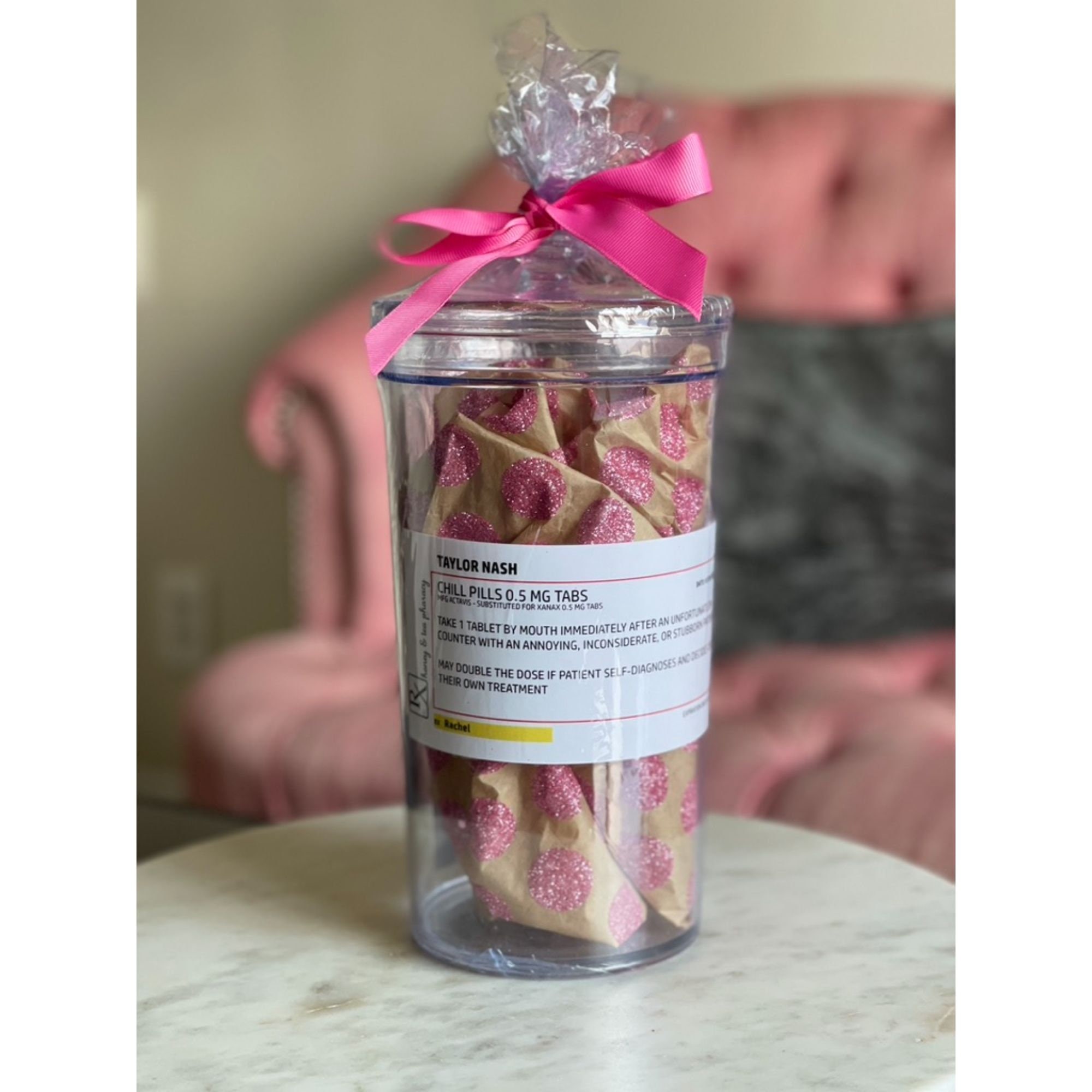 Personalized Prescription Candy Jar, Candy Chill Pills Birthday Gift ...