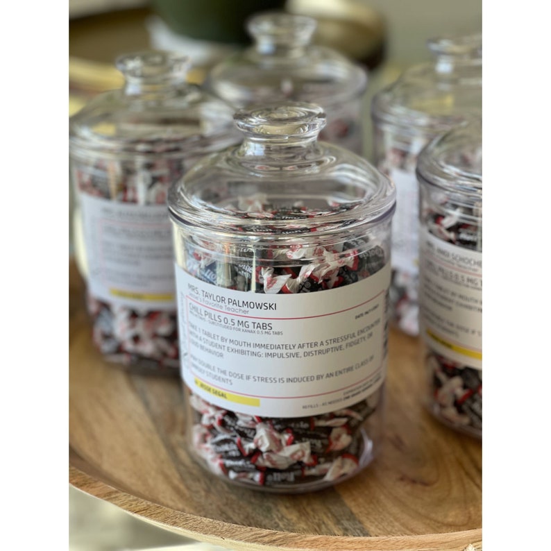 Personalized Prescription Candy Jar, Candy Chill Pills Birthday Gift ...