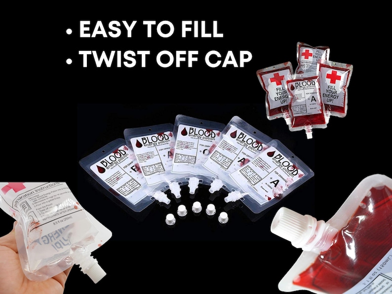 Blood Energy Drink Flask, I.V. Bag Drink Pouch, Blood Bag Drink Cups ...