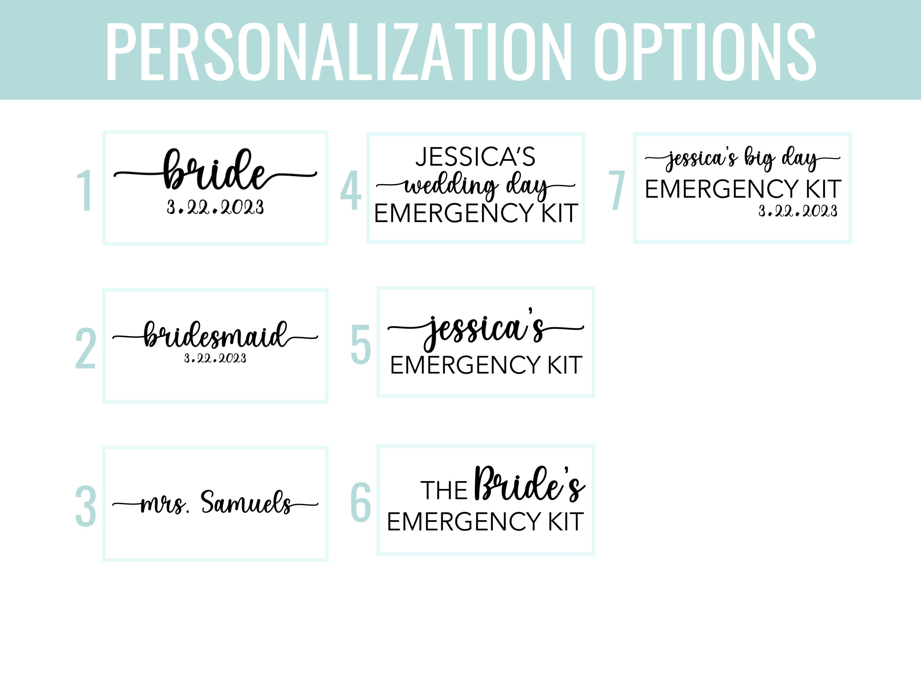 Deluxe Personalized Bridal Emergency Kit, Bridal Emergency Kit ...