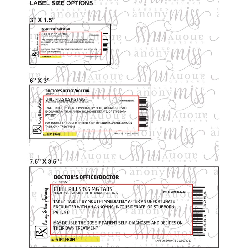 Personalized Prescription Candy Jar, Candy Chill Pills Birthday Gift ...