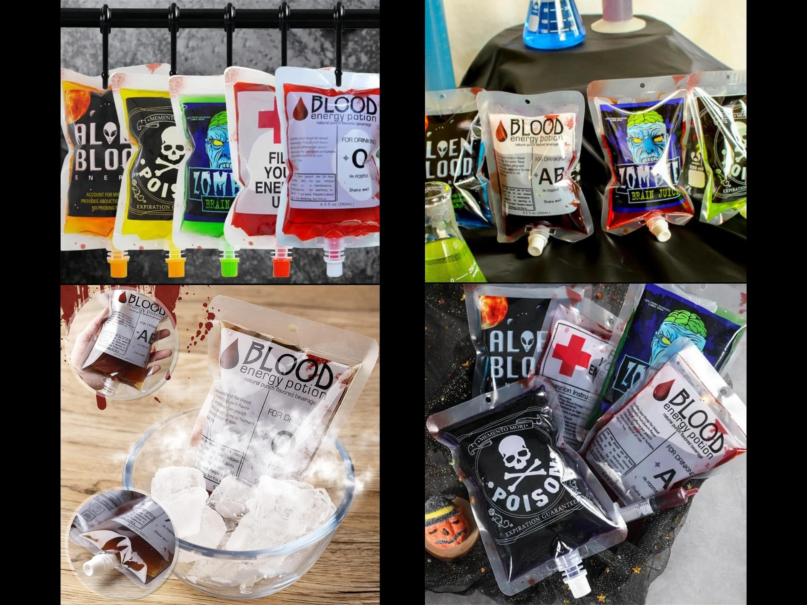 Blood Energy Drink Flask, I.V. Bag Drink Pouch, Blood Bag Drink Cups ...