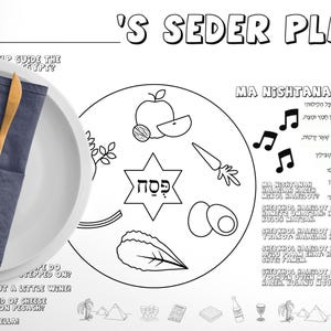 Passover Seder Activity Placemats for Kids, Seder Dinner Paper ...