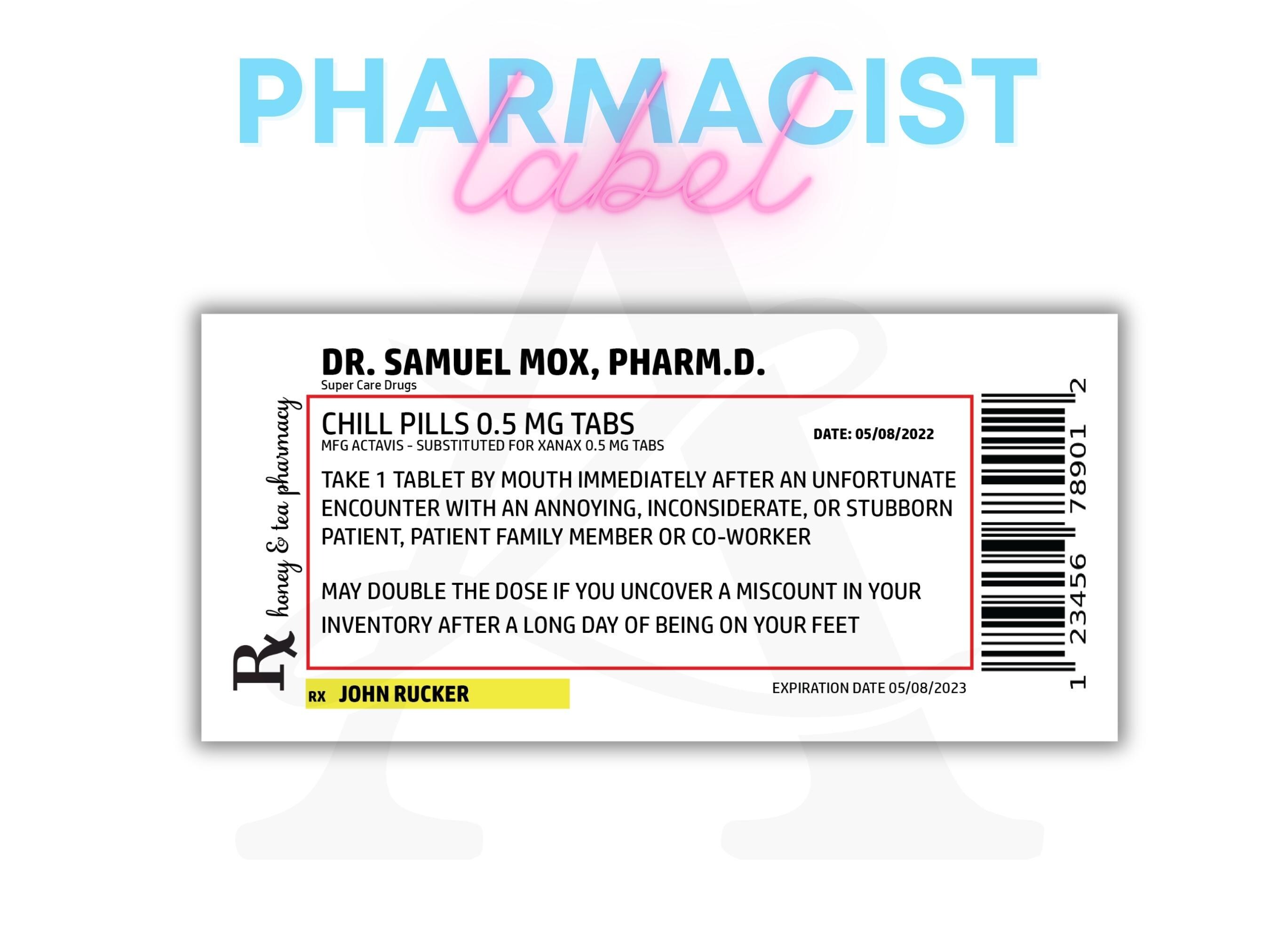 Personalized Prescription Candy Jar, Candy Chill Pills, Fake ...