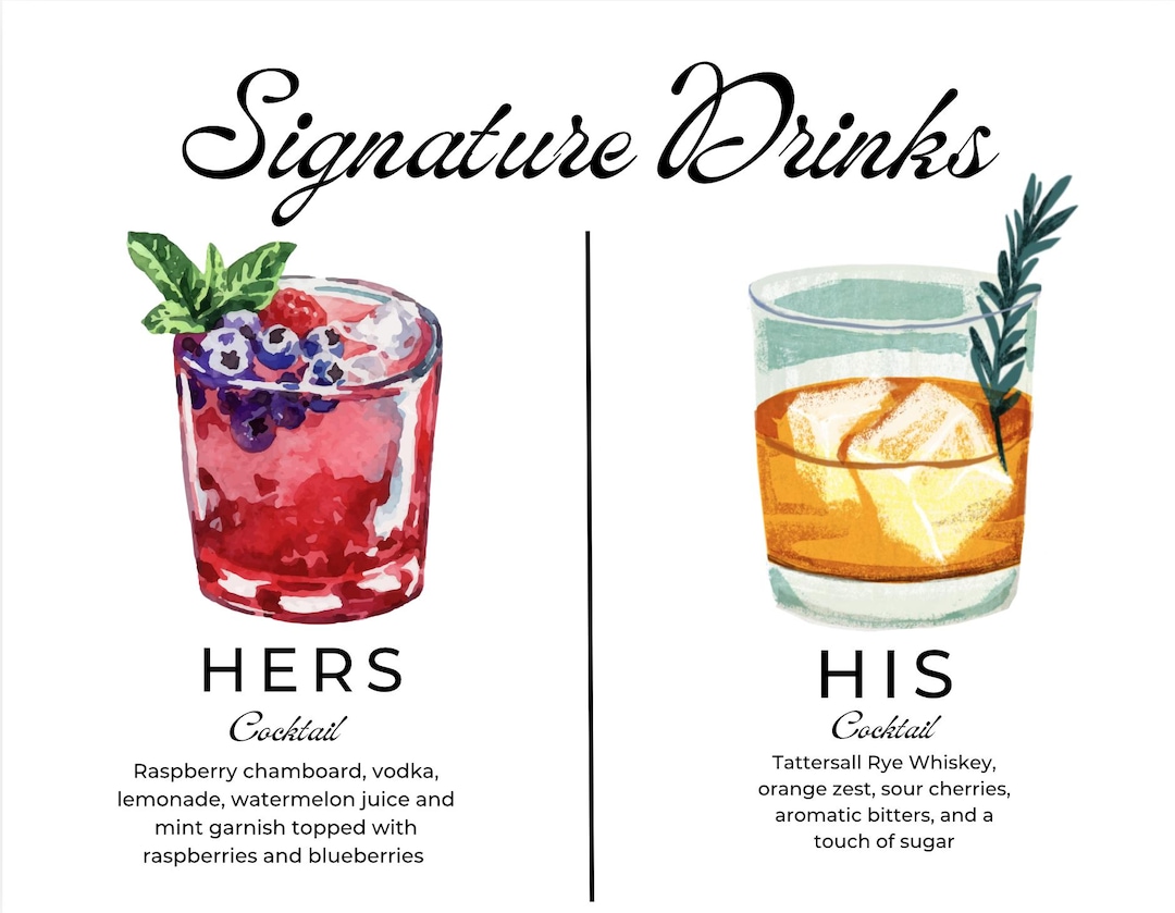 Signature Cocktail Sign for Weddings Custom Template His and Hers ...
