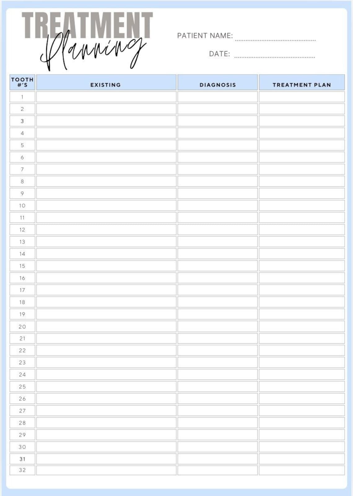 Dental New Patient Intake Notes - Digital Download-new Patient Forms ...
