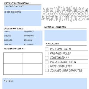Dental New Patient Intake Notes - Digital Download-new Patient Forms ...