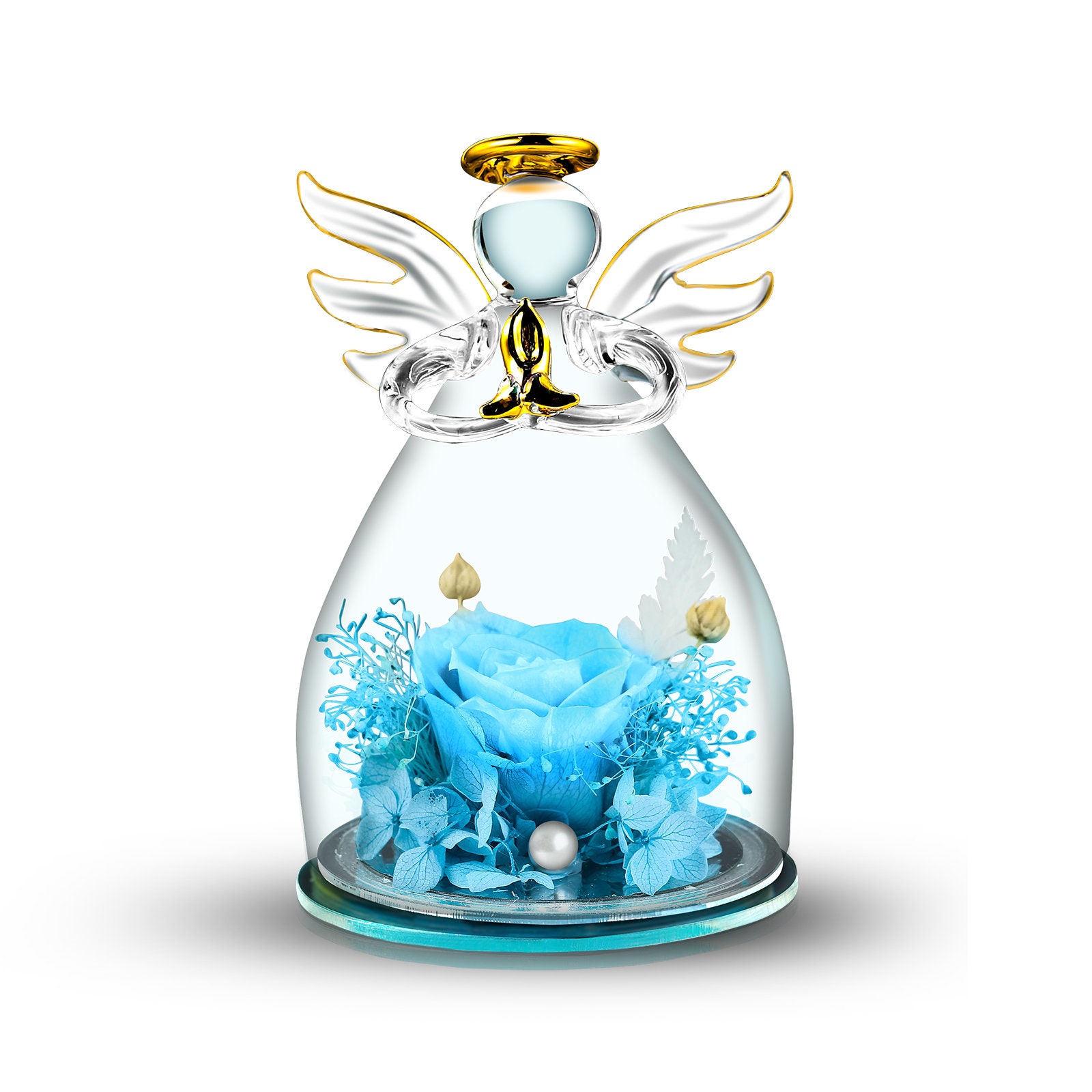 Handmade Preserved Light Blue Rose in Glass With Luxurious Packaging ...